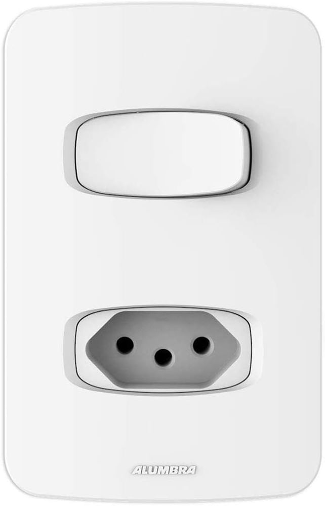 Chatuba | Conjunto 1 Interruptor Simples e 1 Tomada Gracia 4x2 20A Alumbra Chatuba | Conjunto 1 Interruptor Simples e 1 Tomada Gracia 4x2 20A Alumbra