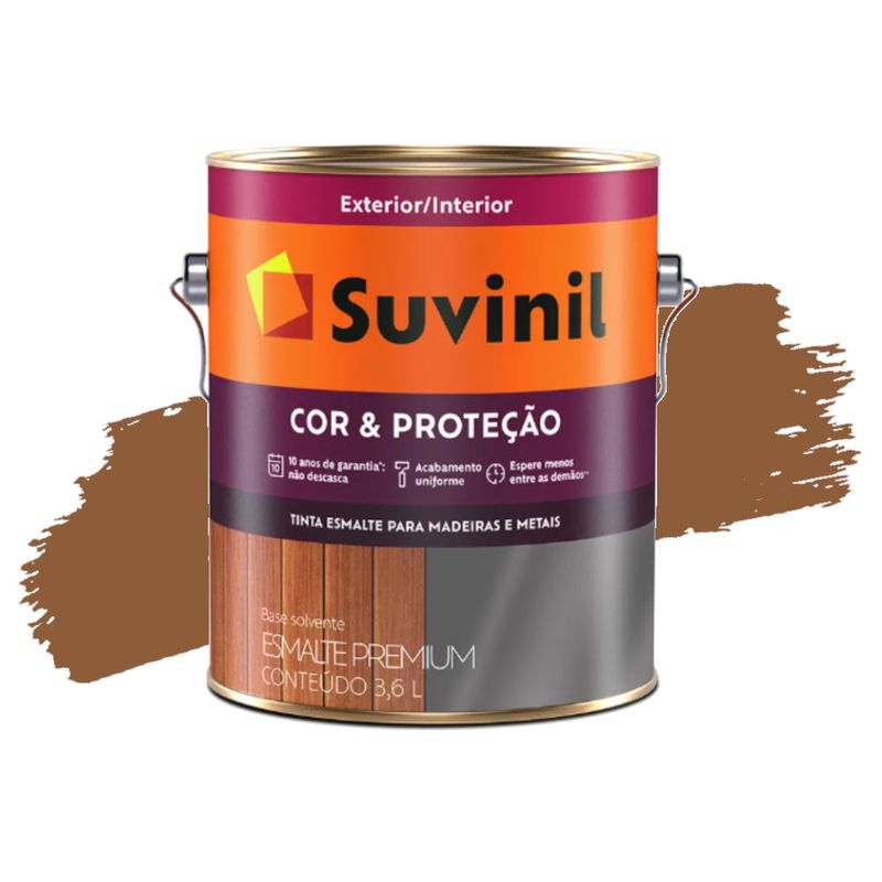 Chatuba| Tinta Esmalte Cor e Proteção Brilhante Marrom Conhaque 3,6L ...