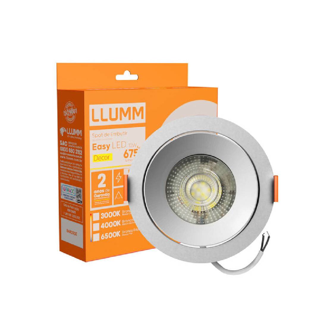 Chatuba | Spot Embutido LED EasyLED 12W 6500K Redondo com Driver Bronzearte